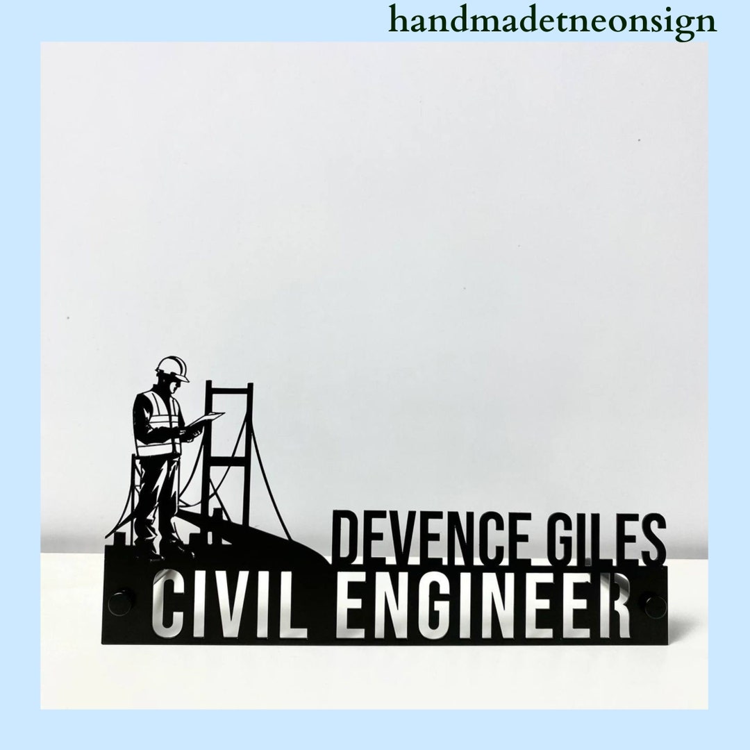 Custom Civil Engineer Metal Desk Name Plate, Engineer Metal Job Name ...