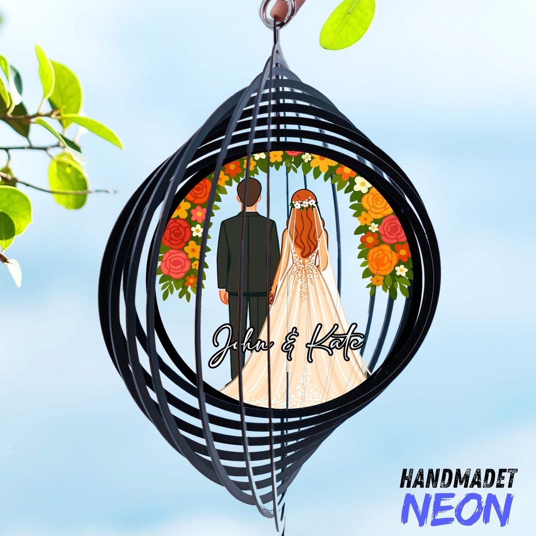 Personalized Wedding Wind Spinner: Custom Metal Couple Name Decor - Etsy