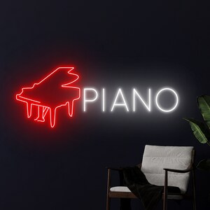 Piano Neon Sign, Piano Music Neon Light, Piano Music Led Sign, Music ...