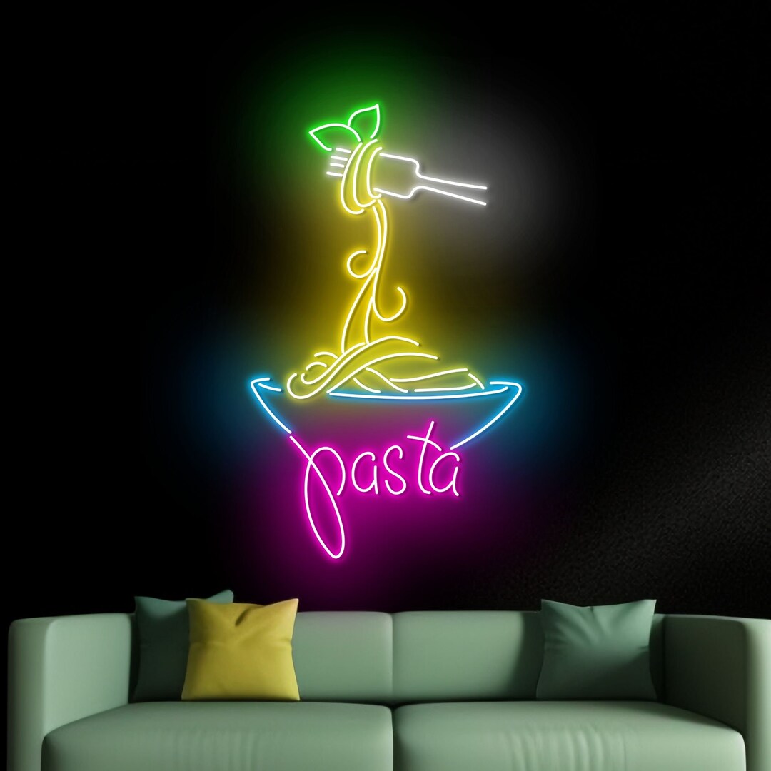 Pasta Neon Wall Sign, Spaghetti Led Wall Light, Italy Noodle Led Wall ...