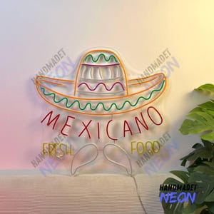 Mexicano Fresh Food Led Sign, Mexican Fresh Food Neon Sign, Wall Decor ...