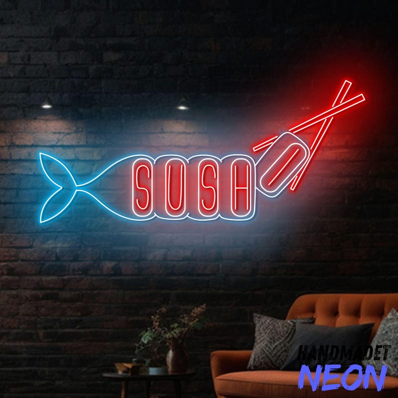 Sushi Neon Sign, Sushi Fish Led Sign, Sushi Open Led Light, Japanese ...
