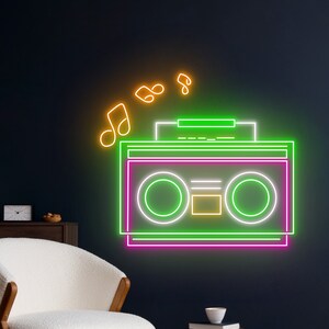 Boombox Neon Sign, Cassette Tape Led Sign, Radio Neon Light, Mixtape ...