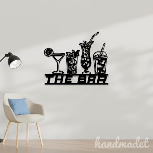 Personalized Bar Metal Wall Sign, Cocktail Metal Wall Light, Drink Led ...