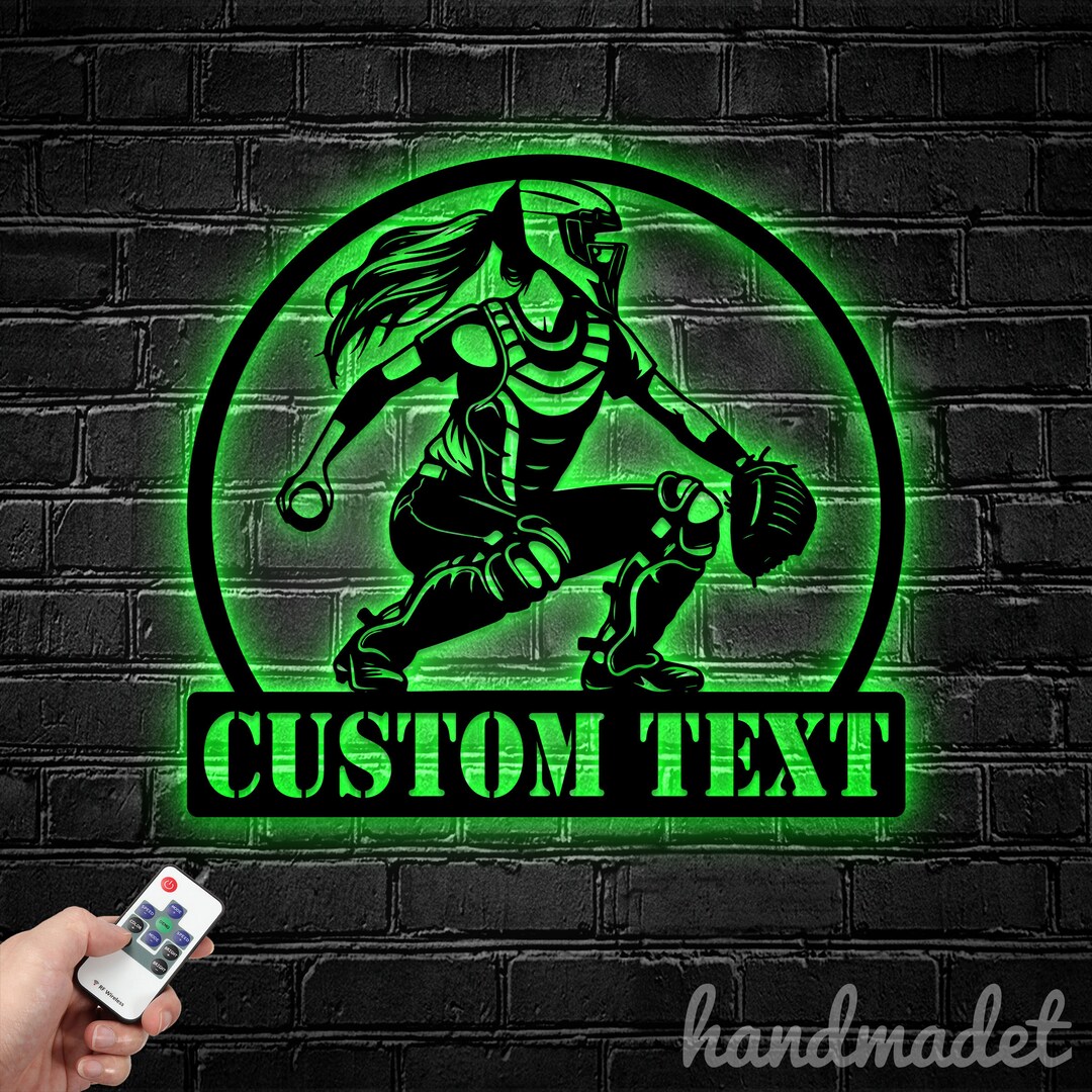 Personalized Softball Catcher Metal Wall Sign, Baseball Catcher Metal ...