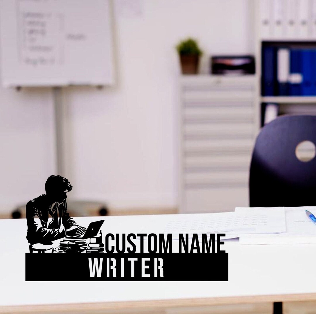 Custom Writer Desk Name Plate, Writer Metal Nameplate for Desk, Writer ...