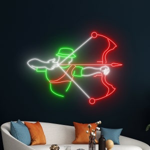 Archery Neon Sign, Archery Led Sign, Archery Player Led Light, Playing ...