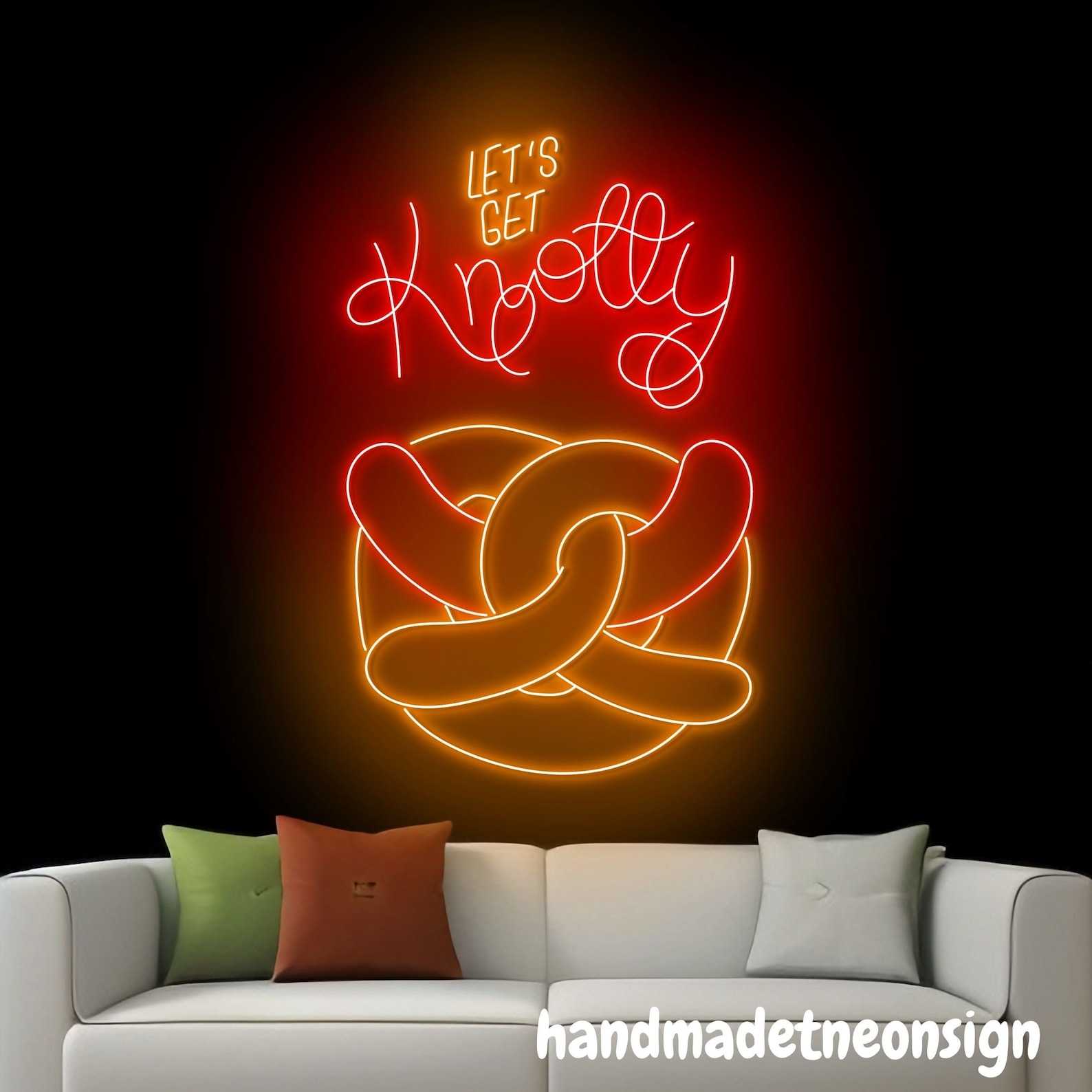 Let's Get Knotty Neon Sign, Pretzel Led Sign, Pretzel Neon Light ...