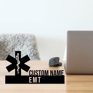 Custom EMT Doctor Desk Name Plate, EMT Doctor Metal Nameplate for Desk ...