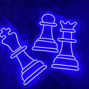 Chess Led Sign, Playing Chess Led Sign, Wall Decor, Bar Neon Sign ...