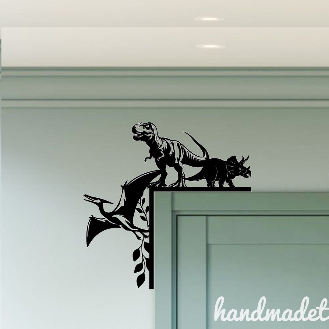 Personalized Dinosaur Door Corner Sign, Dinosaur Metal Door Topper ...