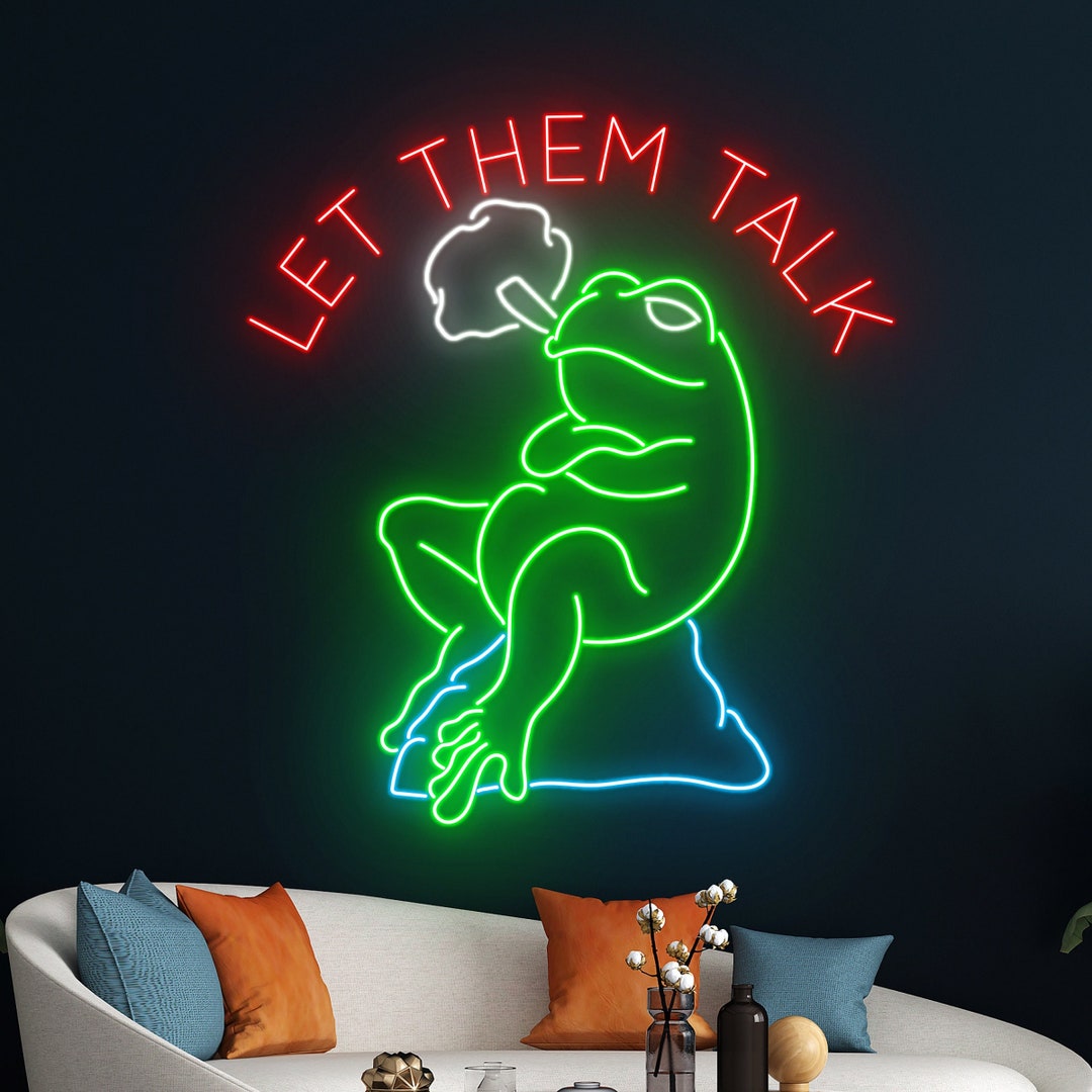 Let Them Talk Smoking Frog Led Sign, Frog Smokes Neon Light, Cigar Frog ...