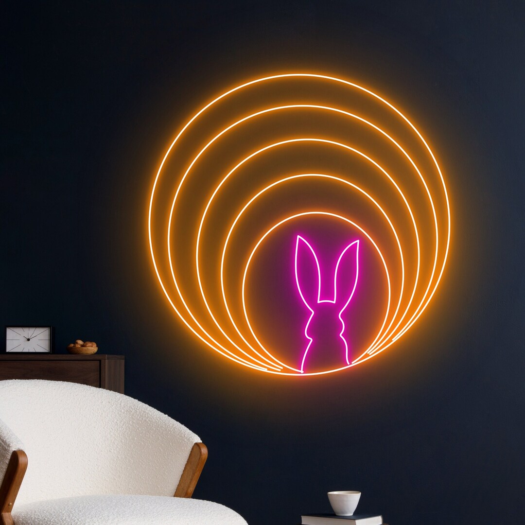 Rabbit Neon Sign, Rabbit Hole Led Sign, Happy Easter Neon Light, Easter ...
