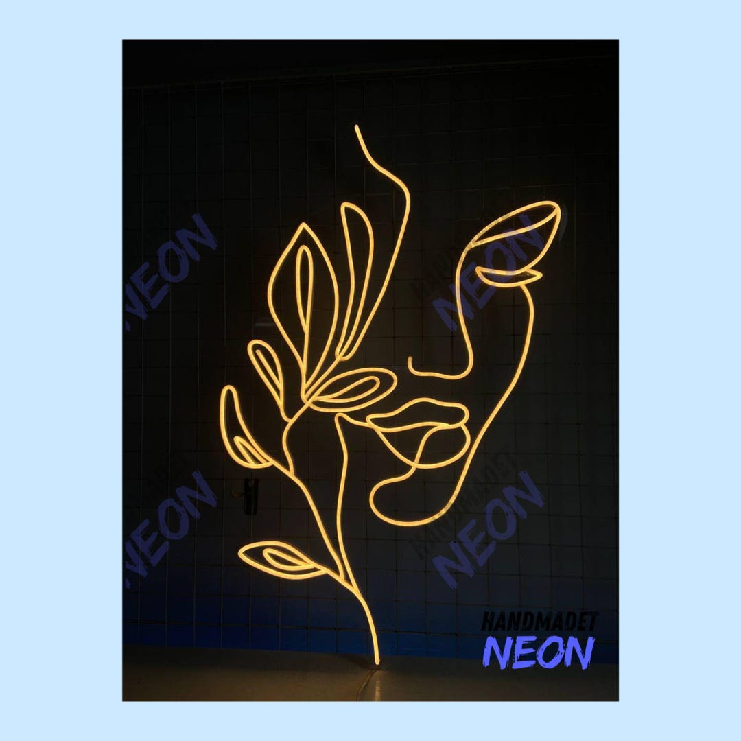 Abstract Woman Face Neon Sign, Line Face Led Sign, Custom Neon Sign ...