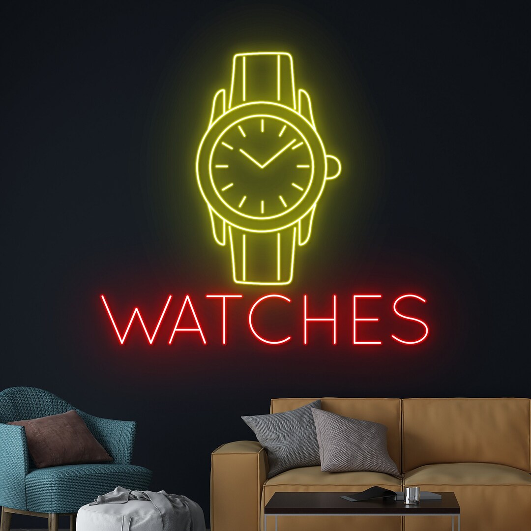 Watches Led Sign, Hand Watches Neon Light, Fashion Accessory Neon Sign ...