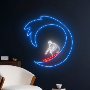 Surfman Neon Sign, Surf Led Sign, Surfboard Sign, Surf Man Neon Sign ...
