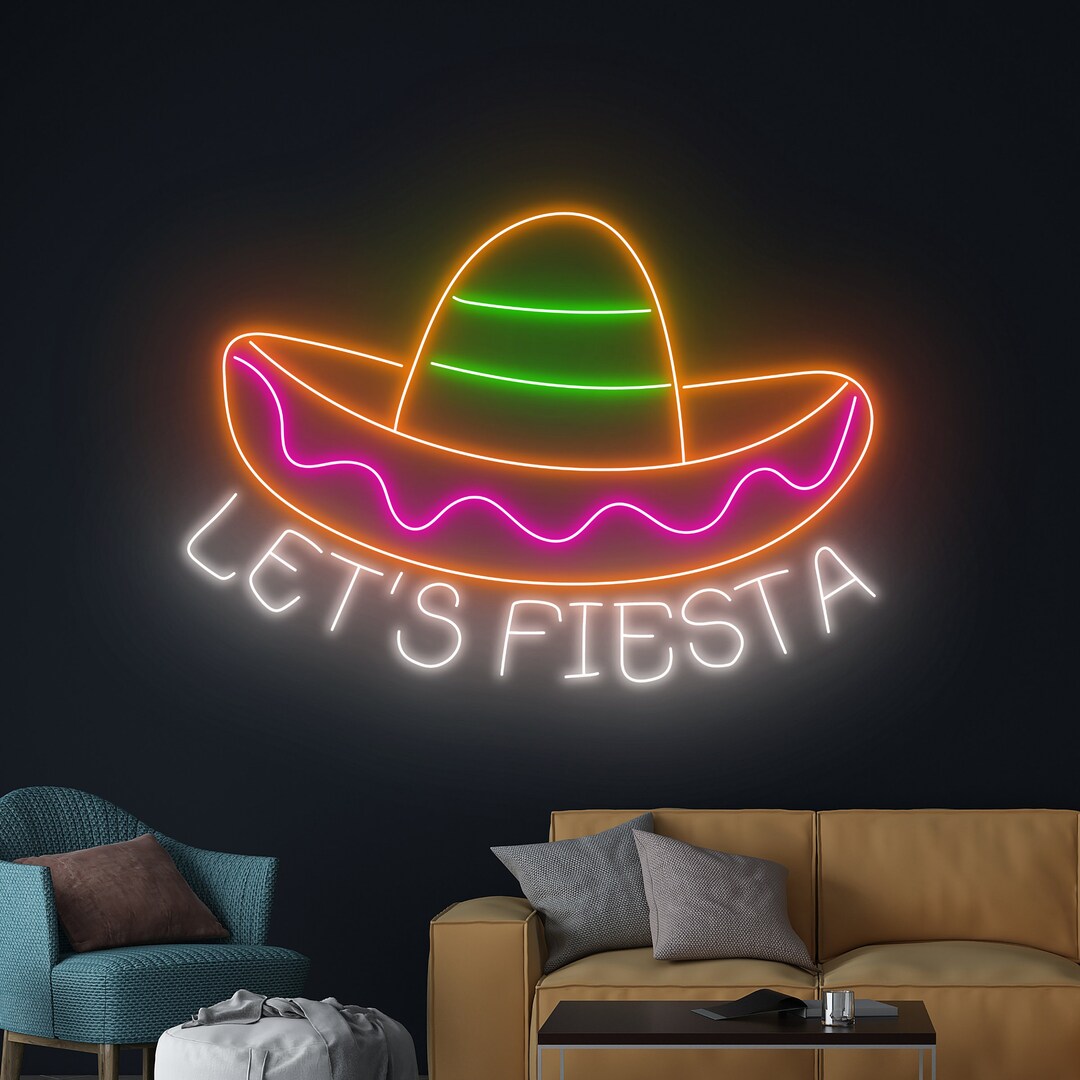 Let's Fiesta Neon Sign, Fiesta Neon Light, Fiesta Led Light, Mexican ...
