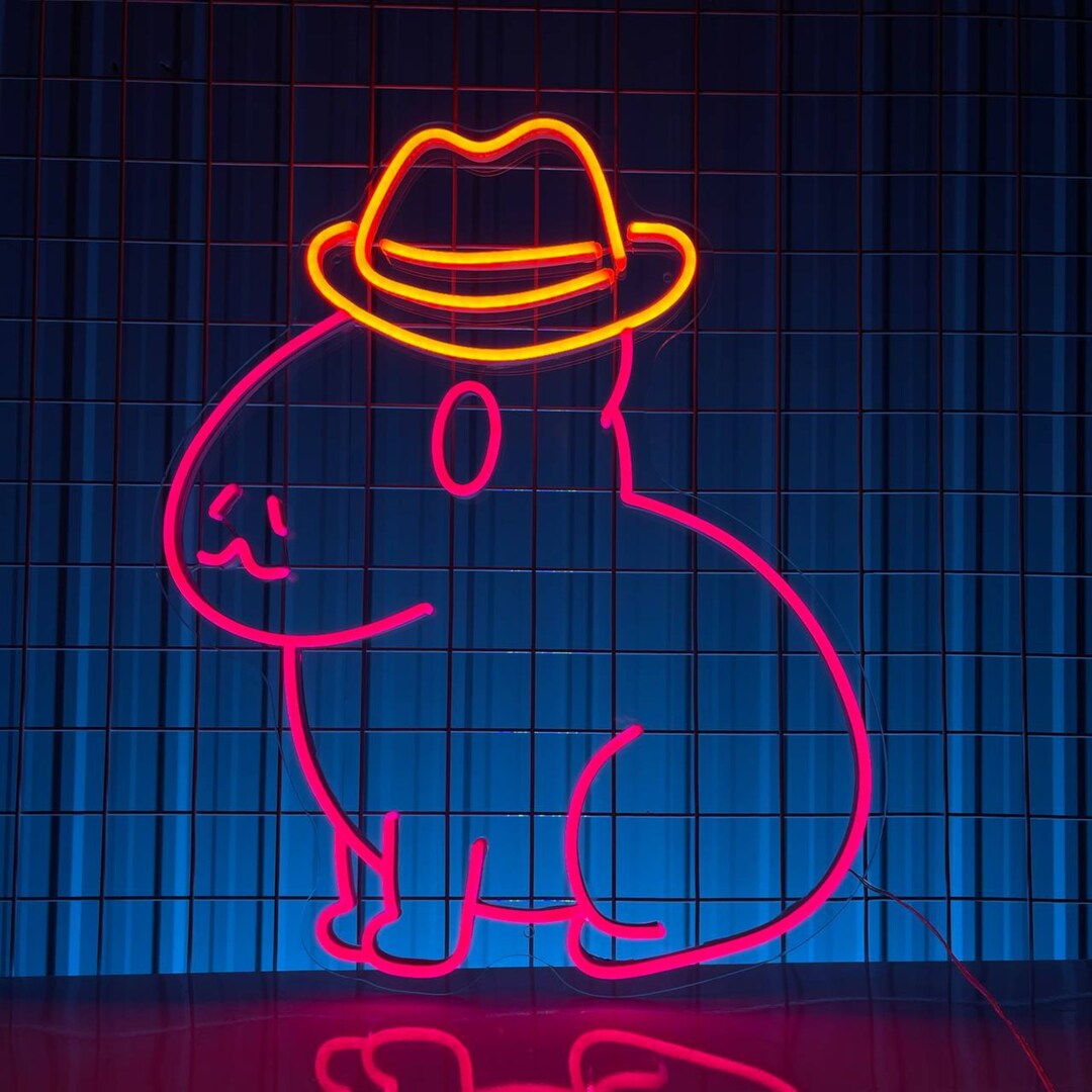 Cowboy Capybara Neon Sign, Capybara Cowboy Led Sign, Cowboy Hat ...