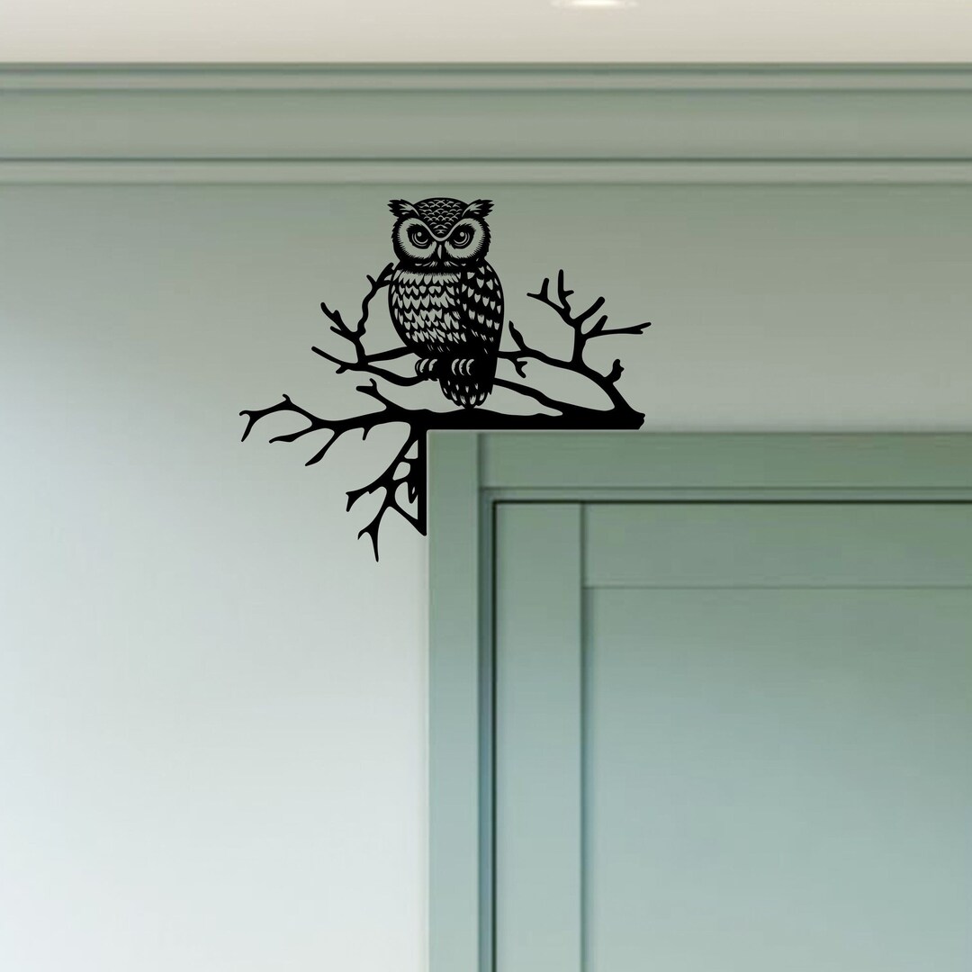 Personalized Owl Bird Door Corner Sign, Owl Animal Metal Door Topper ...