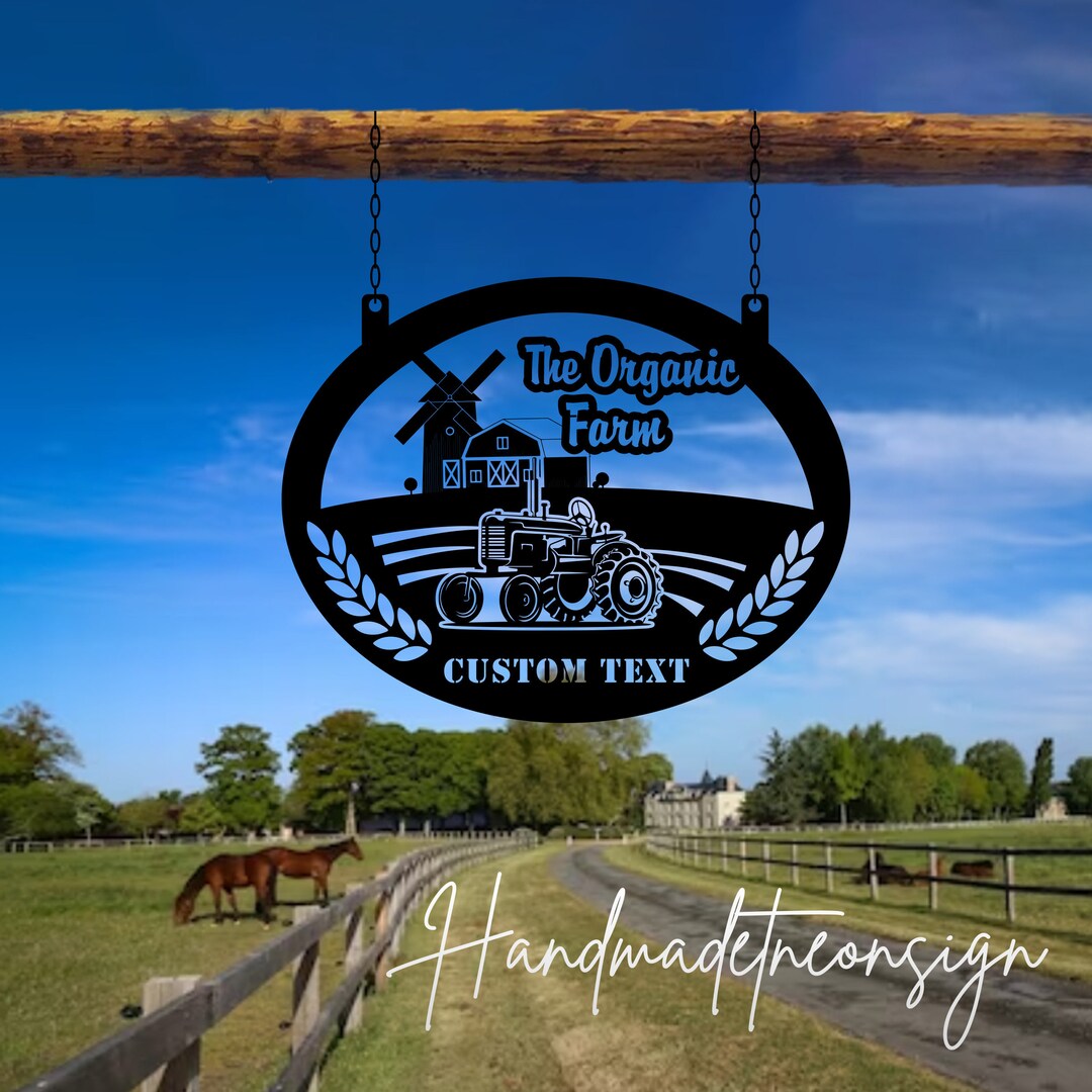 Custom Outdoor Organic Farm Hanging Metal Sign-personalized Organic ...