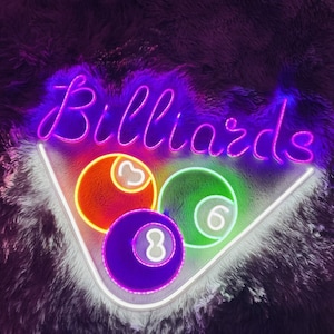 Billiard Pool Neon Sign, Billiards Pool Led Sign, Arcade Led Sign ...
