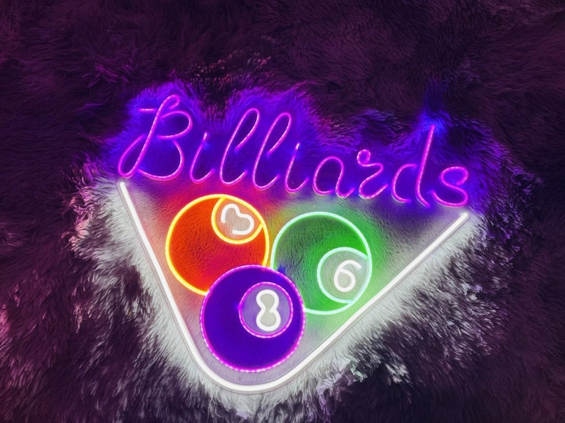 Billiard Pool Neon Sign Billiards Pool Led Sign Arcade Led - Etsy