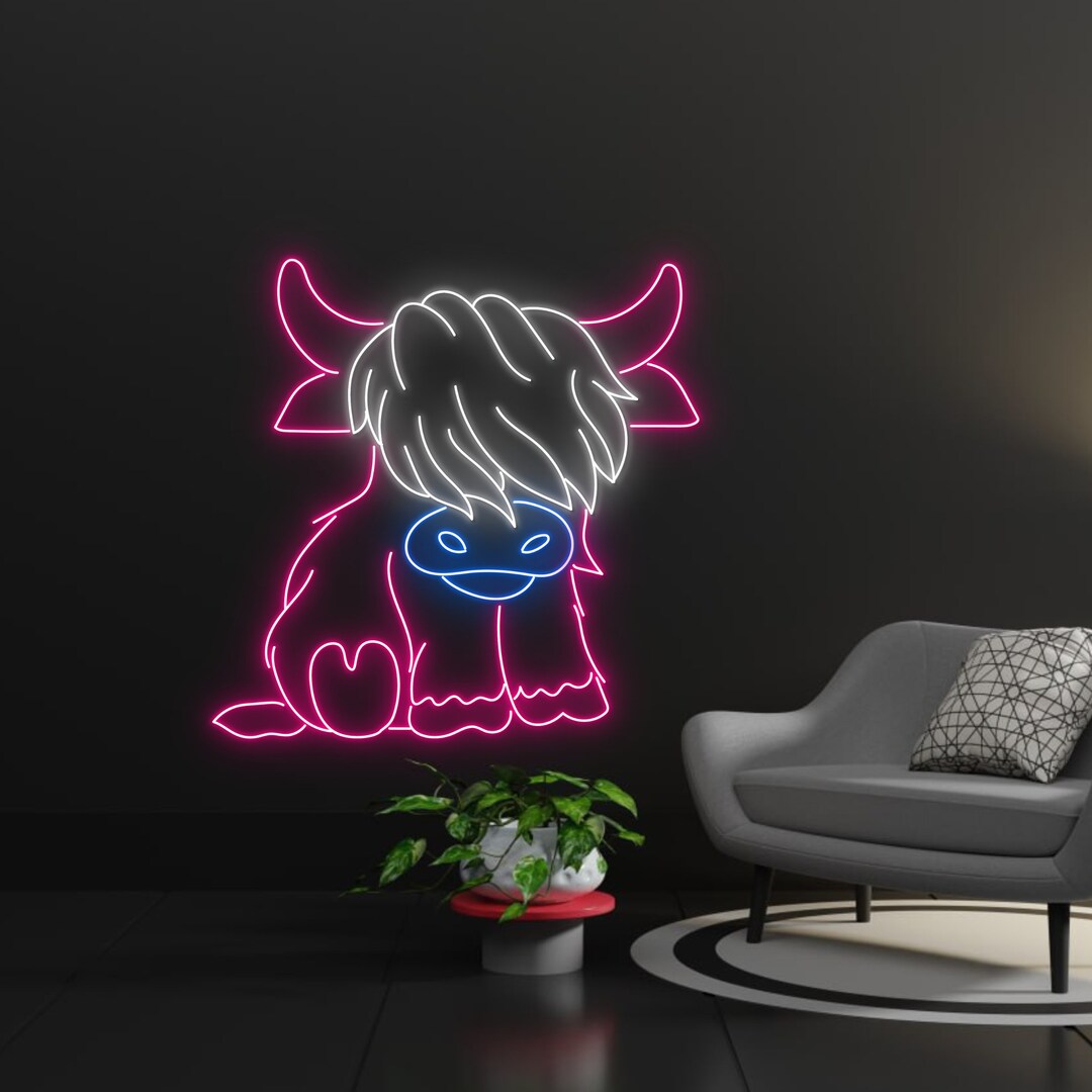 Baby Cow Led Sign Highland Cow Neon Sign Wall Decor Baby - Etsy