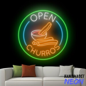 Churros Open Neon Sign, Churros Led Sign, Spain Churros Led Light ...