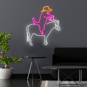 Cowboy Cat Riding Horse Neon Sign, Cowboy Cat Led Signs, Cowboy Cat ...