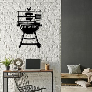 Personalized BBQ Griller Metal Wall Art LED Light Custom Backyard Grill ...