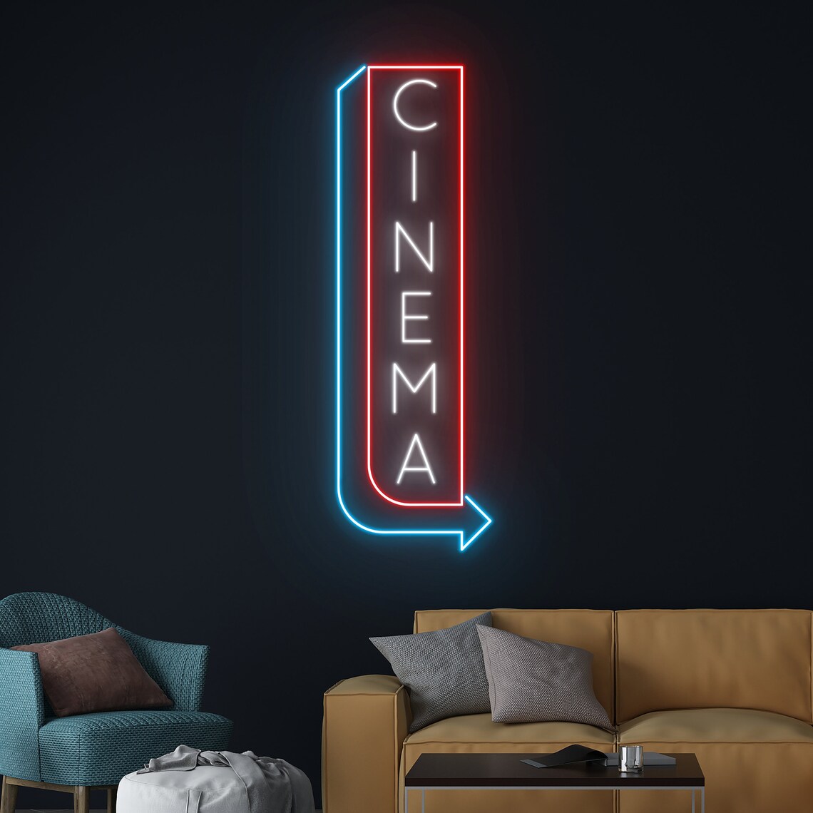 Cinema Direction Arrow Right Neon Sign, Cinema Arrow Led Sign, Arrow ...
