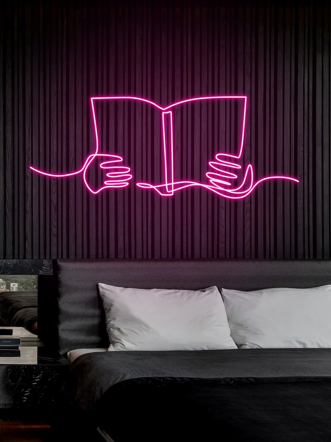 Woman Reading Books Led Sign, Reading Led Sign, Wall Decor, Books Neon ...