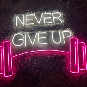 Never Give up Neon Sign, Dumbbell Led Sign, Barbell Led Neon, Sport Led ...