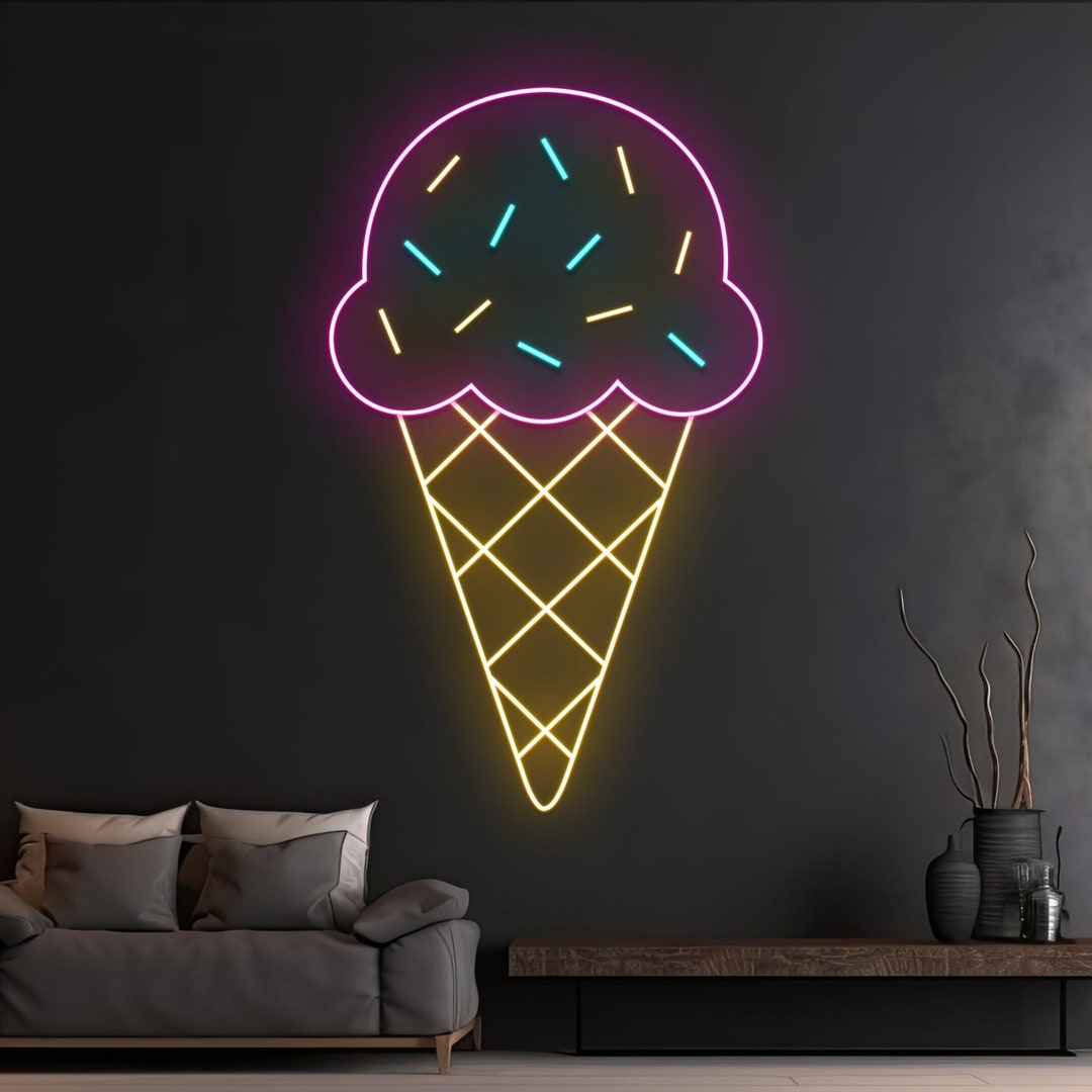 Custom Ice Cream Cone Neon Sign, Ice Cream Neon Light, Gelato LED Light ...