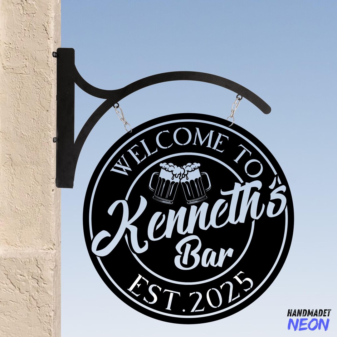 Personalized Bar Hanging Sign, Beer Bar Outdoor Metal Hanging Sign ...