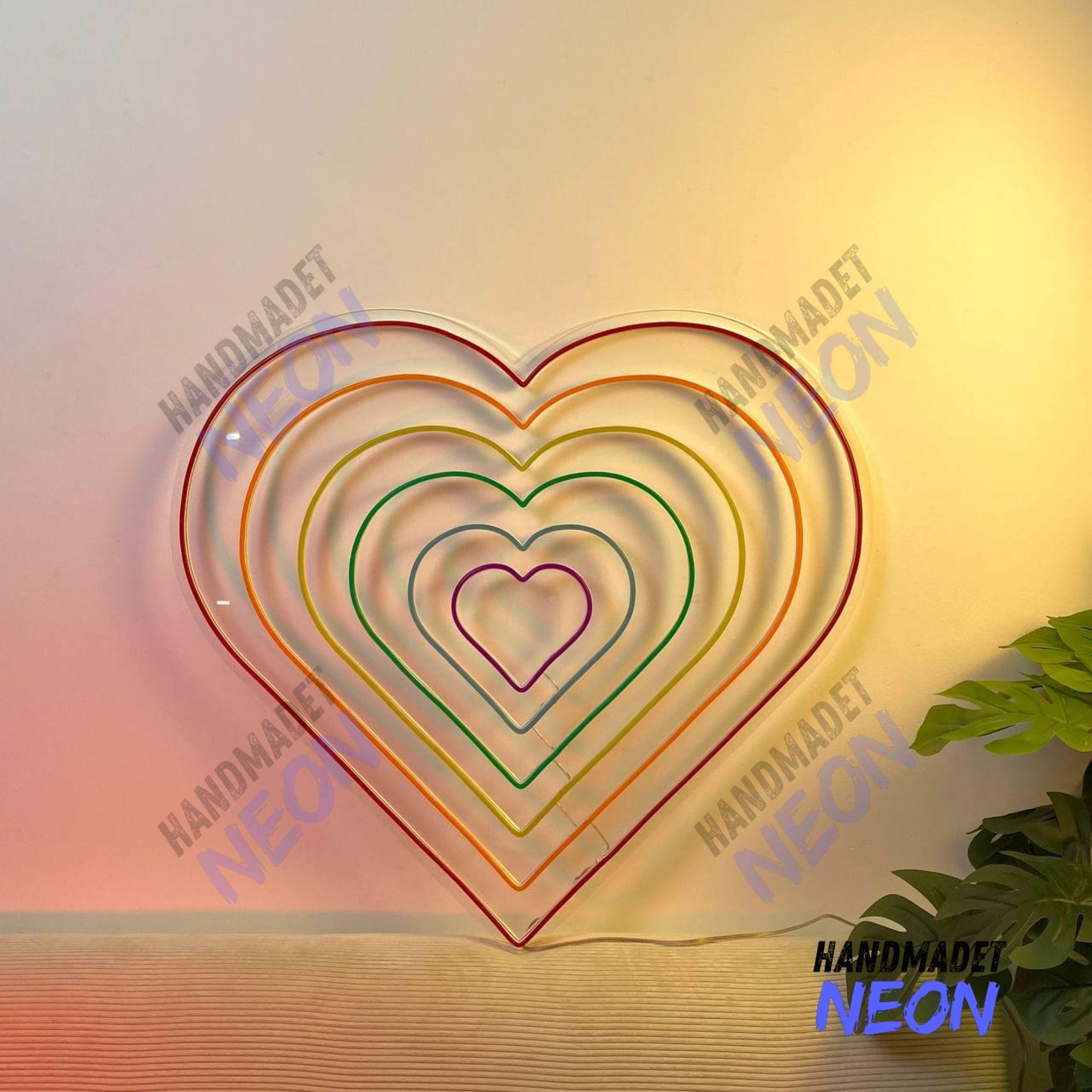 Rainbow Heart Neon Sign, Heart Rainbow LED Light, Love Heart Led Sign ...