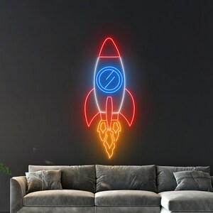 Rocket Neon Sign, Rocket Led Light, Spacecraft Led Sign, Spaceship Neon ...
