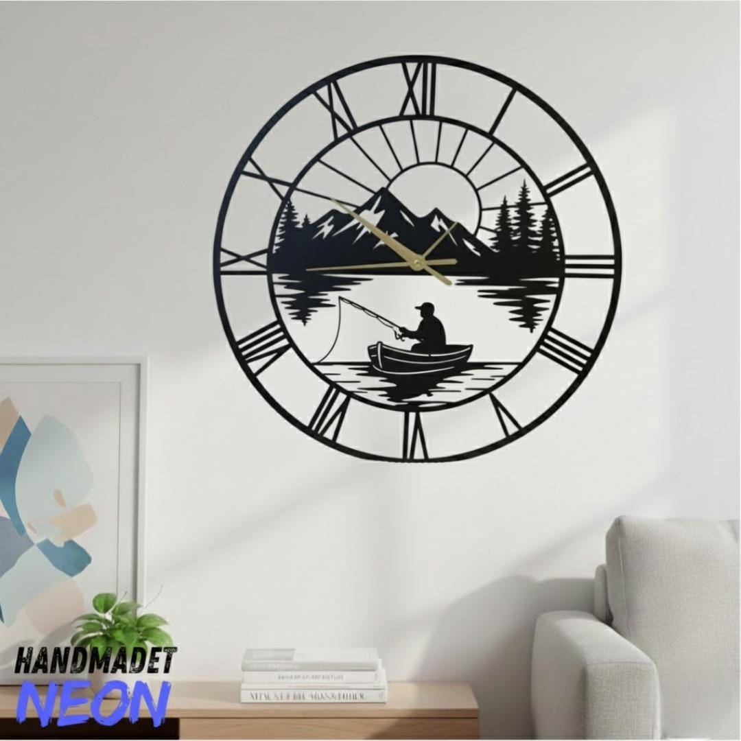 Personalized Fishing Metal Wall Clock, Custom Fisherman Wall Clock ...