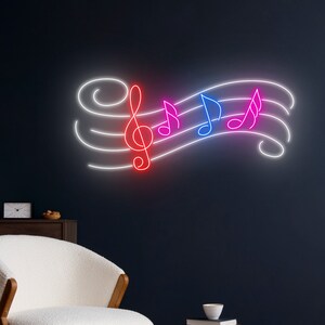 Custom Music Notes Neon Sign, Music Notes Neon Sign, Music Notes Led ...