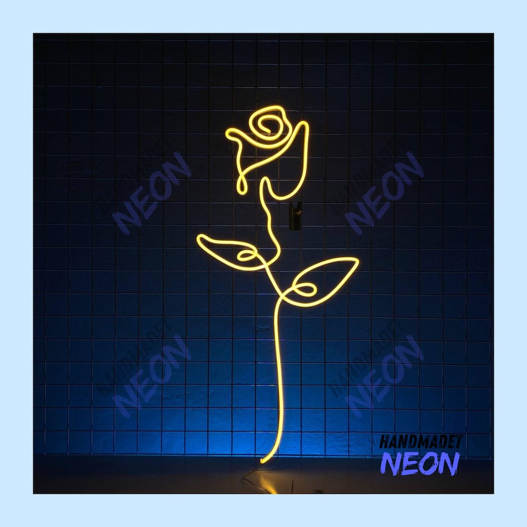 Rose Flower Neon Light Sign. LED Custom- Gift for Her, Unique Hand ...