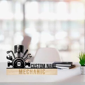 Custom Mechanic Desk Name Plate, Mechanic Metal Nameplate for Desk ...