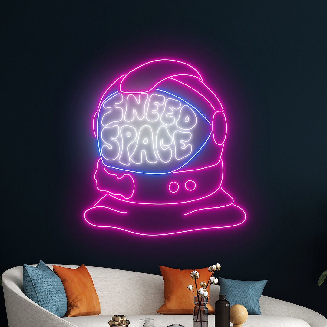I Need Space Neon Sign, I Need Space Astronaut LED Light, Astronaut ...