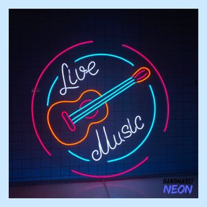 Live Music Neon Sign, Live Music Led Sign, Live Music Led Lights, Party ...