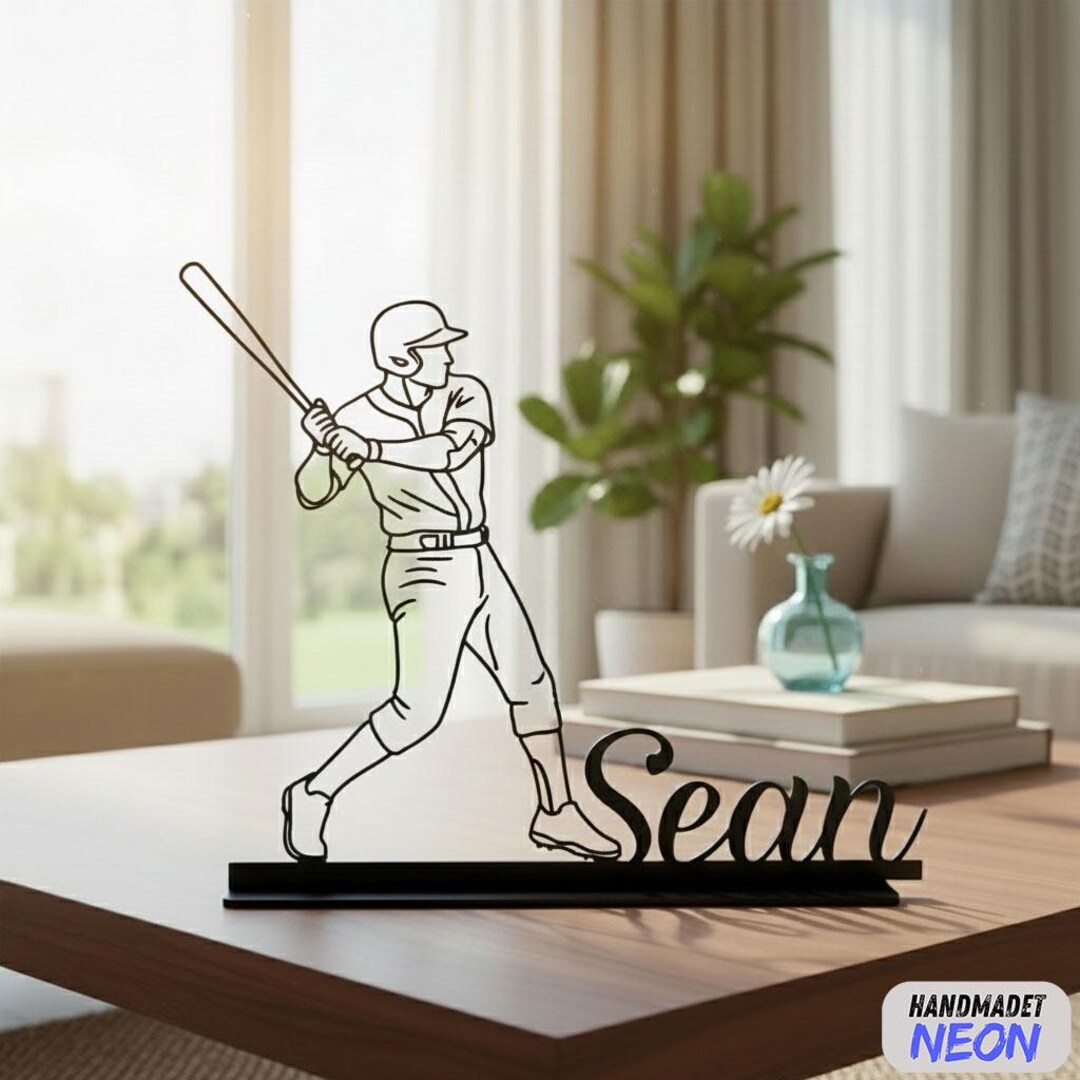 Baseball Batter Metal Table Decor: Baseball Player Desk Sign, Gift for ...