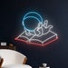 Astronaut Reading Book Neon Sign, Astronaut Reads Book Led Sign, Space ...