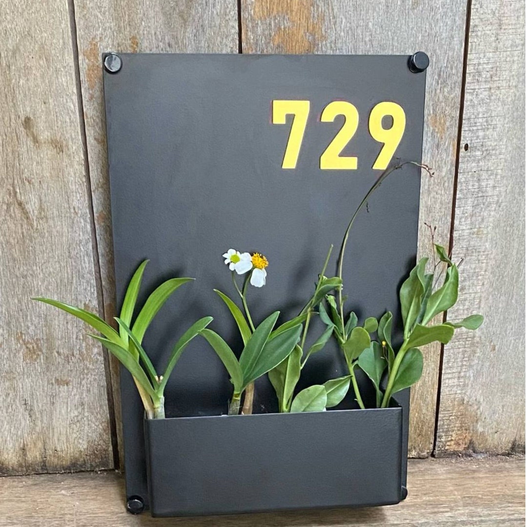 Personalized Succulent Planter House Number Sign, Succulent Box Metal ...