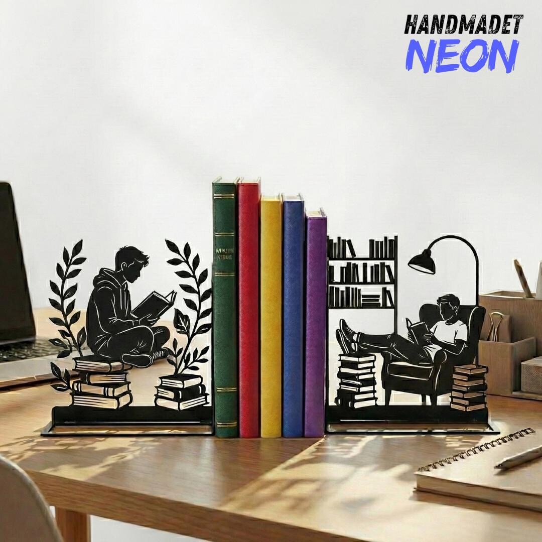 Personalized Boy Reading Metal Bookends, Custom Reader Book Holder ...