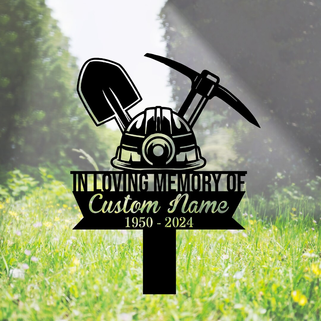 Custom Mining Tools Memorial Stake, Mining Equipment Stake Metal Sign ...