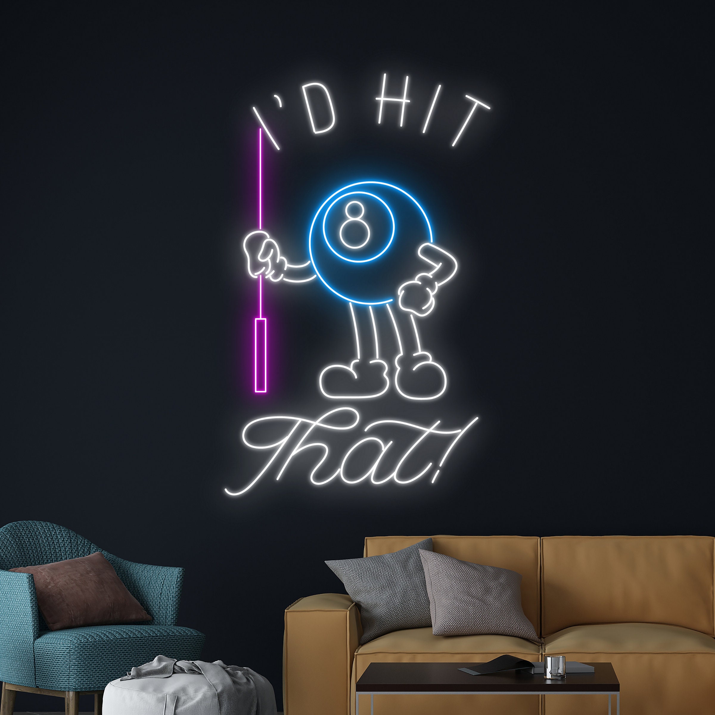 I'd Hit That 8 Ball Billiards Led Sign, Billiard Neon Sign, Billiards ...