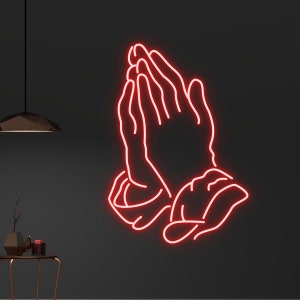 Custom Prayer Hands Neon Light, Praying Hand Led Light, Prayer Request ...